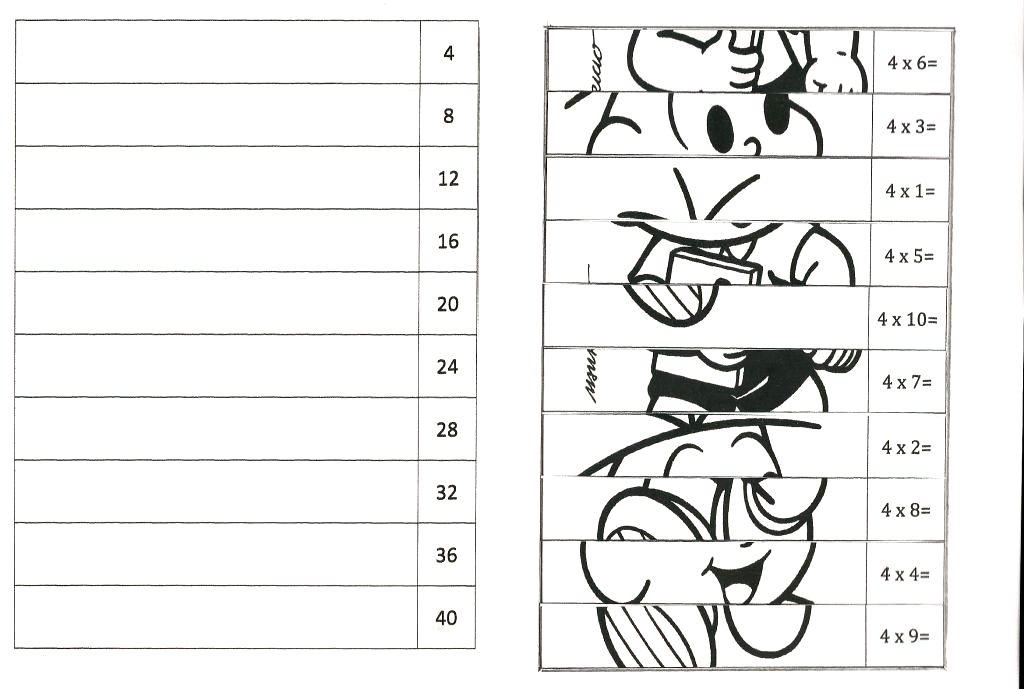 Tabuada do 4 para imprimir e colorir aprenda estudando
